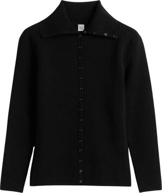Toteme Femme, Pulls, Noir, Taille: 40 FR Fitted Polo Cardigan