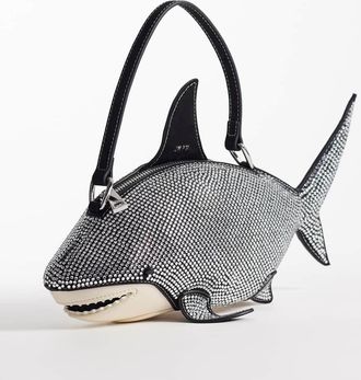 JW PEI Nerys - Sac &agrave; main requin orn&eacute; de strass avec poign&eacute;es sup&eacute;rieures - Noir