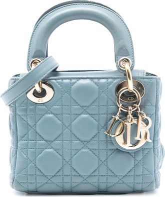 Dior Blue Mini Lambskin Cannage Lady Dior