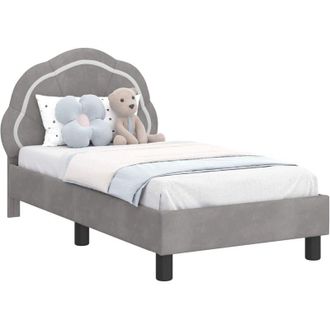 vidaXL Kinderbettgestell mit Kopfteil Hellgrau 70 x 140 cm Samt vidaXL