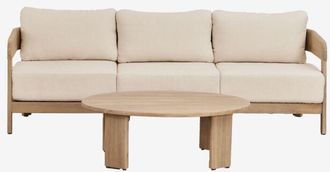Sklum Gartenset mit 3-Sitzer-Sofa und Couchtisch aus Uleno-Akazienholz Helles Akazienbraun - Sklum