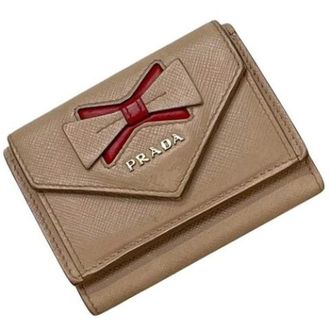 Prada Portefeuille Tri-fold Saffiano Pre-owned - Femme - Pre-owned - Beige - Taille: ONE Size