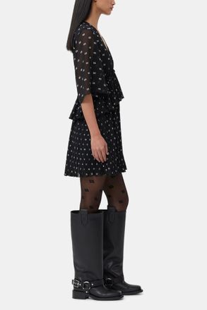 Ganni Schwarze Schmetterlingsstrumpfhose aus Spitze - Gr&ouml;&szlig;e XL schwarz