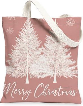 Generic Sacs fourre-tout en toile motif sapins de No&euml;l, sacs d&eacute;picerie r&eacute;utilisables, l&eacute;gers et lavables, vintage, p&ecirc;che, 13x15 Inch