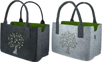 Gilde Sac &agrave; provisions en feutre - Motif arbre - Gris clair ou gris fonc&eacute; - Pas de choix, gris, m