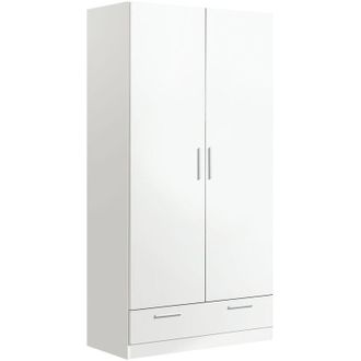 PEGANE Armoire / placard de rangement de 2 portes + 1 tiroir coloris blanc - longueur 102 x profondeur 51 x hauteur 200 cm Pegane