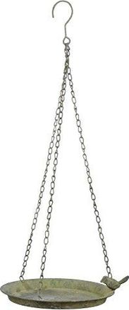 Esschert Design am Grün Hängetränke 1 Vogel aus veraltetem Metall, 24,3 x 24,3 x 5,3 cm