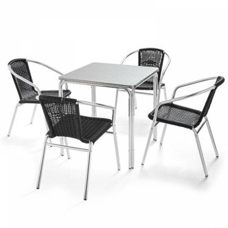 Oviala Table de jardin carr&eacute;e en aluminium et 4 chaises