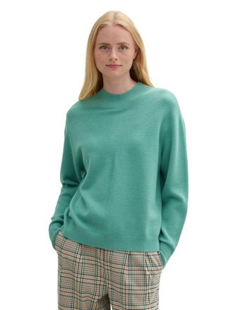 Tom Tailor Damen Strickpullover mit Stehkragen, 34206 - Dark Pacific Teal, L