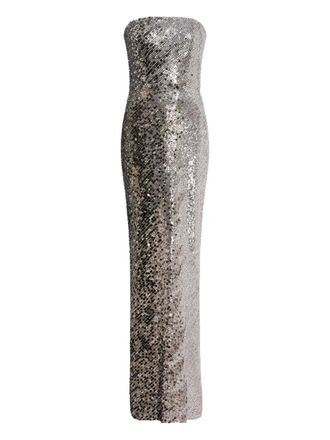 Jenny Packham robe-bustier à sequins - Argent