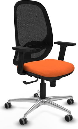 Piqueras y Crespo Cylinanco B&uuml;rostuhl mit 2D-Armlehnen, h&ouml;henverstellbare Lendenwirbelst&uuml;tze, ausgestattet mit 3 Positionen und Schneideschaum, Schwarz/Orange