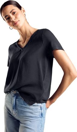 Street One Damen A321618 T-Shirt im Materialmix, deep Blue, 36