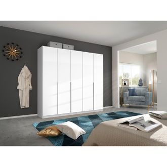 Rauch Orange home24 Drehtürenschrank Alabama 226 x 210cm Weiß/Hochglanz Weiß/Grau Classic Aluminium ohne Spiegeltür/-en