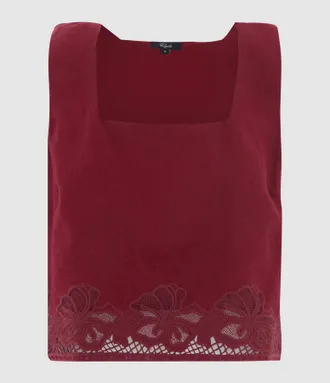 Rails Top Akira Berry Hibiscus Embroidery