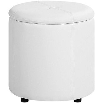 Beliani Beliani - Pouf Coffre de Rangement Glamour 38 x 40 cm en Cuir pu Blanc Maryland