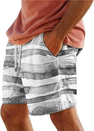 Generic Short de bain pour homme - Motif paysage d&eacute;t&eacute; insolite - Impression num&eacute;rique avec taille &eacute;lastique - D&eacute;contract&eacute; - Tendance - Short de plage - Vacanc