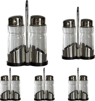 Ibili Ibili 768700 Ensemble Sali&egrave;re Poivri&egrave;re, Acier Inoxydable, Argent/Transparent, 10 x 8 x 4 cm (Lot de 5)