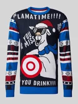 Lindbergh Strickpullover aus Viskose mit Motiv-Stitching