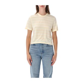 Maison Kitsun&eacute; Gestreiftes Fox Logo T-Shirt - - Tops - Damen - Beige - M