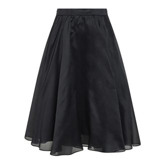 Max Mara Femme, Jupes, Noir, Taille: 46 FR Ecalle Silk Skirt
