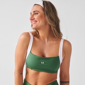 MyProtein Brassi&egrave;re de sport dos torsad&eacute; contrast&eacute; MP femme X Tatiana - Vert palm - XS