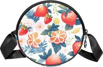 Generic Sac &agrave; bandouli&egrave;re Circle pour femme, petit sac &agrave; bandouli&egrave;re color&eacute; avec fermeture &eacute;clair, bretelles r&eacute;glables, sac &agrave; main rond d&eacute;contract&eacute; pour femme