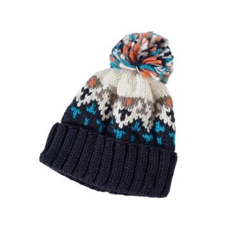 Generic M&uuml;Tze Bonnet dhiver pour femme en laine chaude avec pompon et cache-oreilles Jacquard pour les jours froids, Bleu fonc&eacute; (01), taille unique