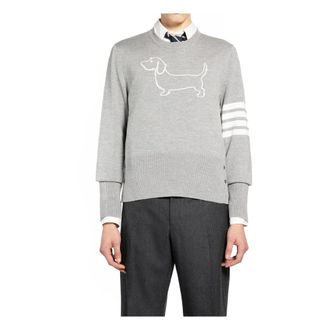Thom Browne Homme, Pulls, Gris, Taille: M Hector 4-Bar Sweater