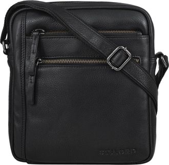 STILORD Garcia Kleine Umhängetasche Echtleder Schwarz Vintage Messenger Bag Ledertasche für 9,7 Zoll iPad und 10,1 Zoll Tablet moderne Schultertasche aus Lede