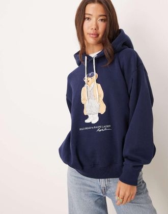 Polo Ralph Lauren Sweat à capuche à motif ourson - Bleu marine