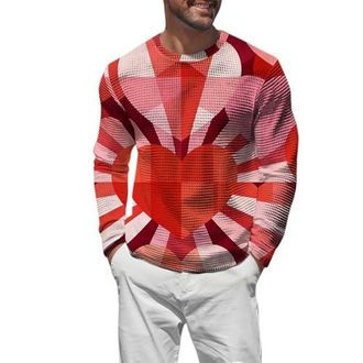 Generic Chemise &agrave; manches longues pour homme - Col rond - L&eacute;ger et respirant - Col rond - Confortable - Doux au toucher, Rouge, XXL