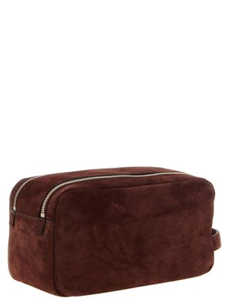 Brunello Cucinelli Suede Toiletry Bag - Burgundy