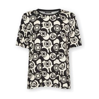 Elena Miro Bedrucktes Viskose-T-Shirt - - Tops - Damen - Schwarzk - XS