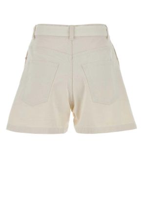 sacai Womens White Polyester And Denim Shorts Offwhite