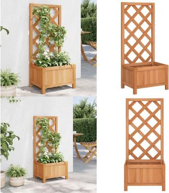 vidaXL Jardini&egrave;re avec treillis marron bois massif de sapin - Jardinierre En Bois - Jardini&egrave;re Avec Treillis - Pot De Fleurs Exterieur - Plante Grimpante
