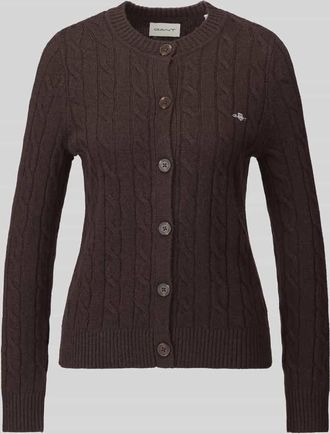 GANT Strickjacke aus Wolle mit Logo-Detail