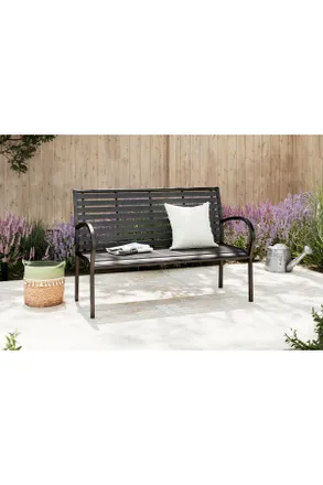 ambia GARDEN Gartenbank, Schwarz, Metall, Kunststoff, 2-Sitzer, 125x81x60 cm, Gartenm&ouml;bel, Gartenb&auml;nke