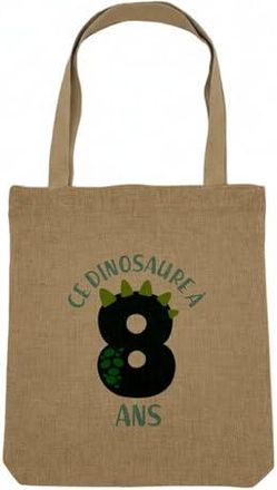 Fabulous Sac Shopping Tote Bag Aspect Lin - Ce Dinosaure &Agrave; 8 Ans Anniversaire Celebration Enfant Cadeau - Sac de Courses Toile Epaisse 360g Beige Naturel Cabas