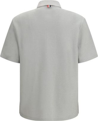 Thom Browne RWB Stripe-Trimmed Cotton Polo - Gray