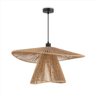 Paco Home LED Pendellampe Wohnzimmer Pendelleuchte Esszimmer Hängeleuchte Küche Lampenschirm Papier Deko Boho Style E27, Farbe:Schwarz, Leuchtenart/Farbe:Typ 6
