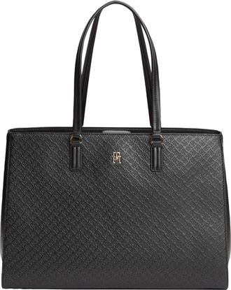 Tommy Hilfiger Damen Th Daily Tote Mono Aw0aw18417 Tragetasche, Black (Black)