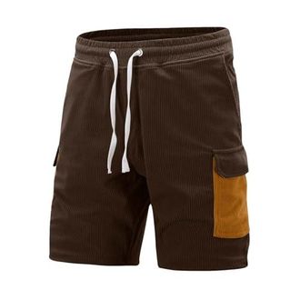 Generic Pantalon cargo pour homme avec cordon de serrage en velours c&ocirc;tel&eacute;, l&eacute;ger, taille &eacute;lastique, extensible, 12,7 cm, coupe ajust&eacute;e pour la randonn&eacute;e, caf