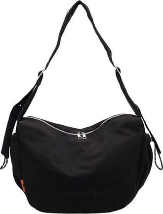 Generic Sac fourre-tout l&eacute;ger et &eacute;l&eacute;gant en forme de croissant de lune en nylon pour femme, id&eacute;al pour le travail, les trajets et les voyages, Noir, 30*40*14 