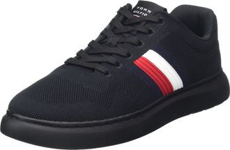 Tommy Hilfiger Herren Cupsole Sneaker Lightweight Knit Stripes Schuhe, Schwarz (Black), 44
