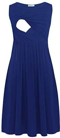 Smallshow Robe dallaitement de Maternité sans Manches en Patchwork pour Femmes avec Poches Navy XX-Large