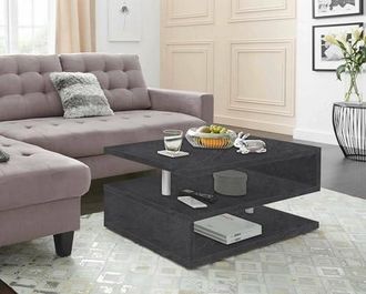 Dmora Couchtisch Goffredo, Wohnzimmer-Couchtisch, niedriges Aufbewahrungselement, 90x55x41 cm, Schiefer