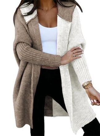 Generic Tenues dautomne 2025 pour femmes - Ouvert sur le devant et manches longues - Cardigan en tricot - Manteau dextérieur ample pour lhiver, kaki, XL