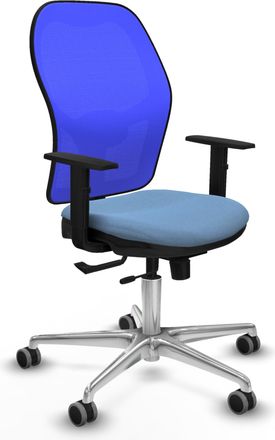 Piqueras y Crespo Drehstuhl mit 1D-Armlehnen, h&ouml;henverstellbare Lendenwirbelst&uuml;tze, ausgestattet mit Syncro/Traslack und Schaumstoff, Rollen 65 mm, Parkett, Blau/Himmel