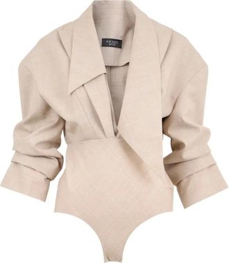 A.W.A.K.E. A.w.a.k.e. Mode, Femme, Tops, Beige, Taille: 38 FR Body Tailleur