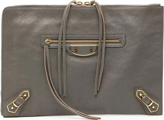 Balenciaga Clutches - Lambskin Motocross Metallic Edge Flat Clutch - Gr. unisize - in Grau - f&uuml;r Damen